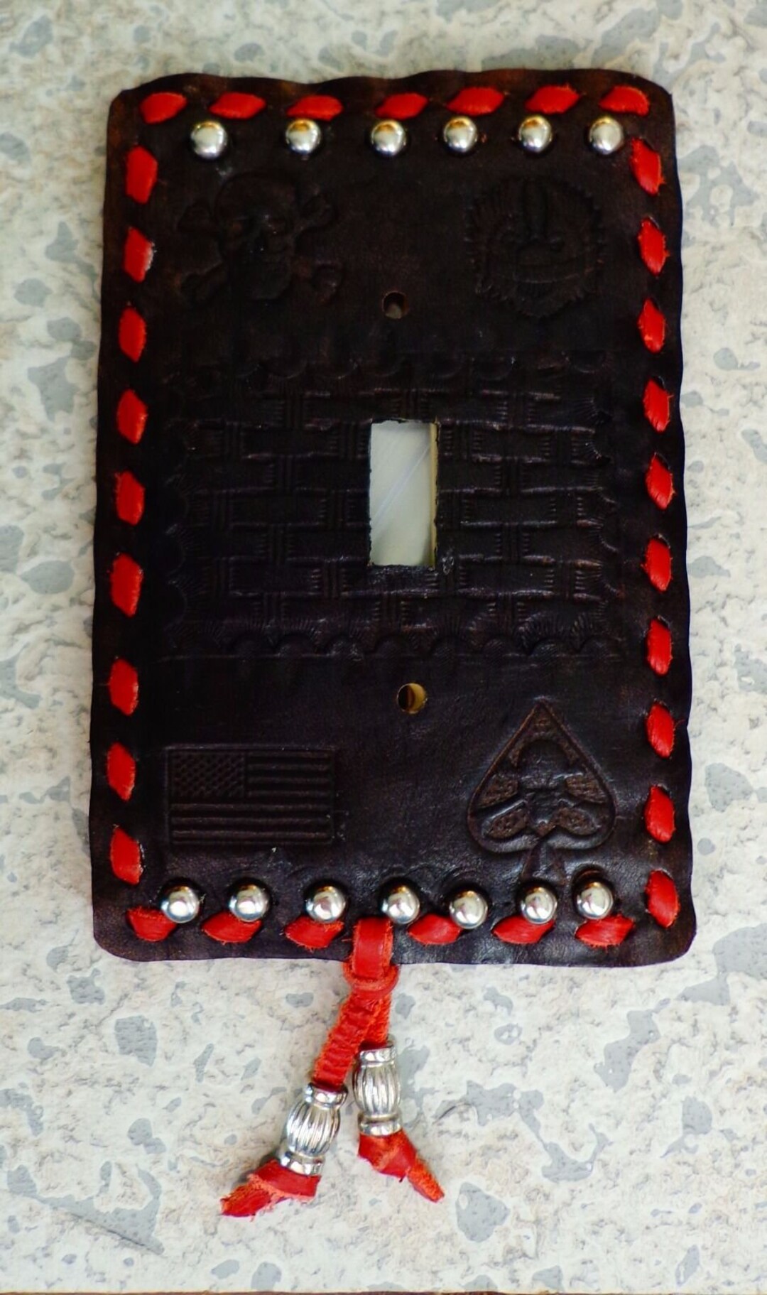 Biker / Motorcycle Lovers - Handmade Leather Light Switch Plate Cover ...