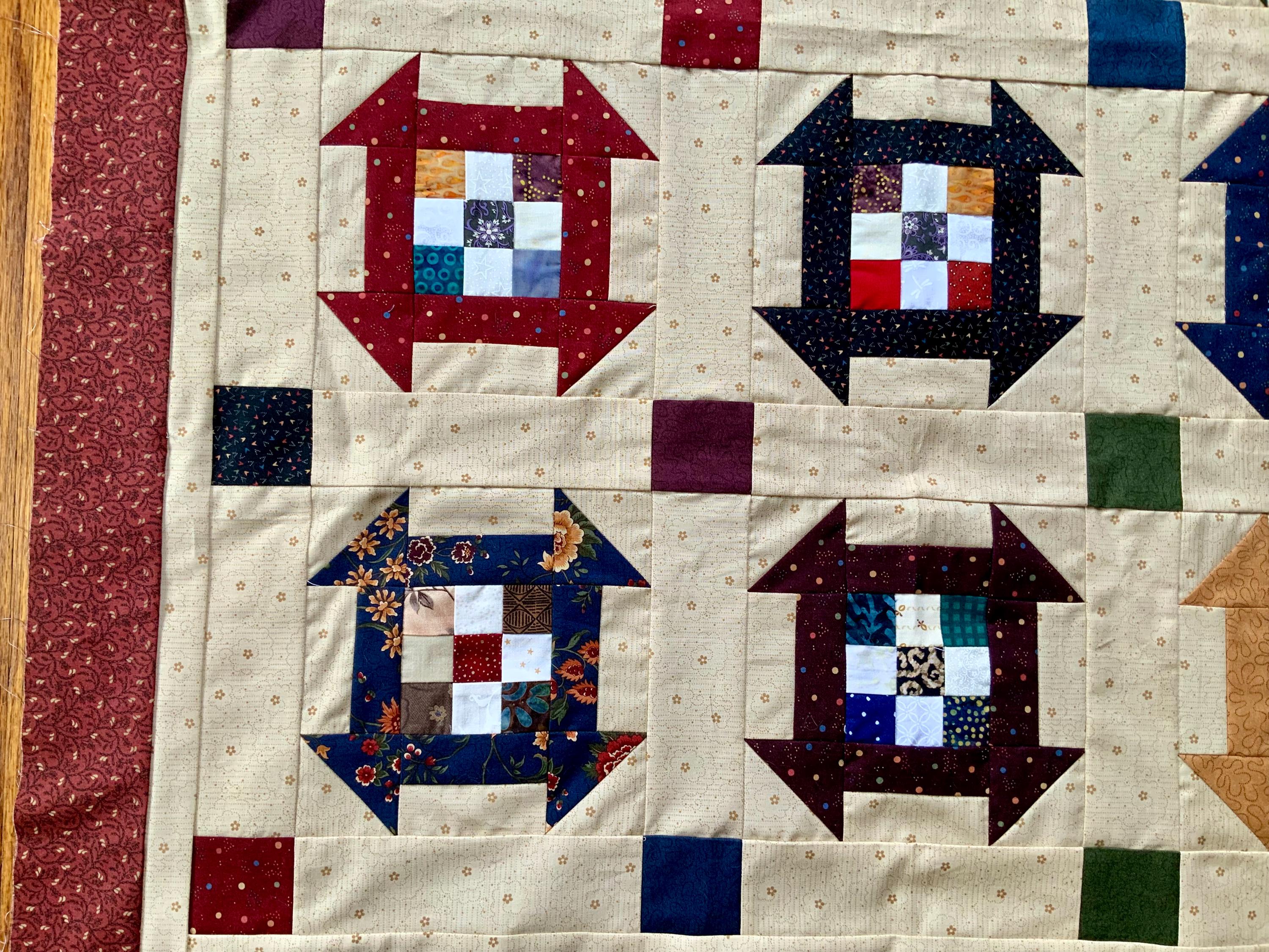 Scrappy Churn Dash Monkey Wrench Quilt Wall Hanging Unfinished - Etsy