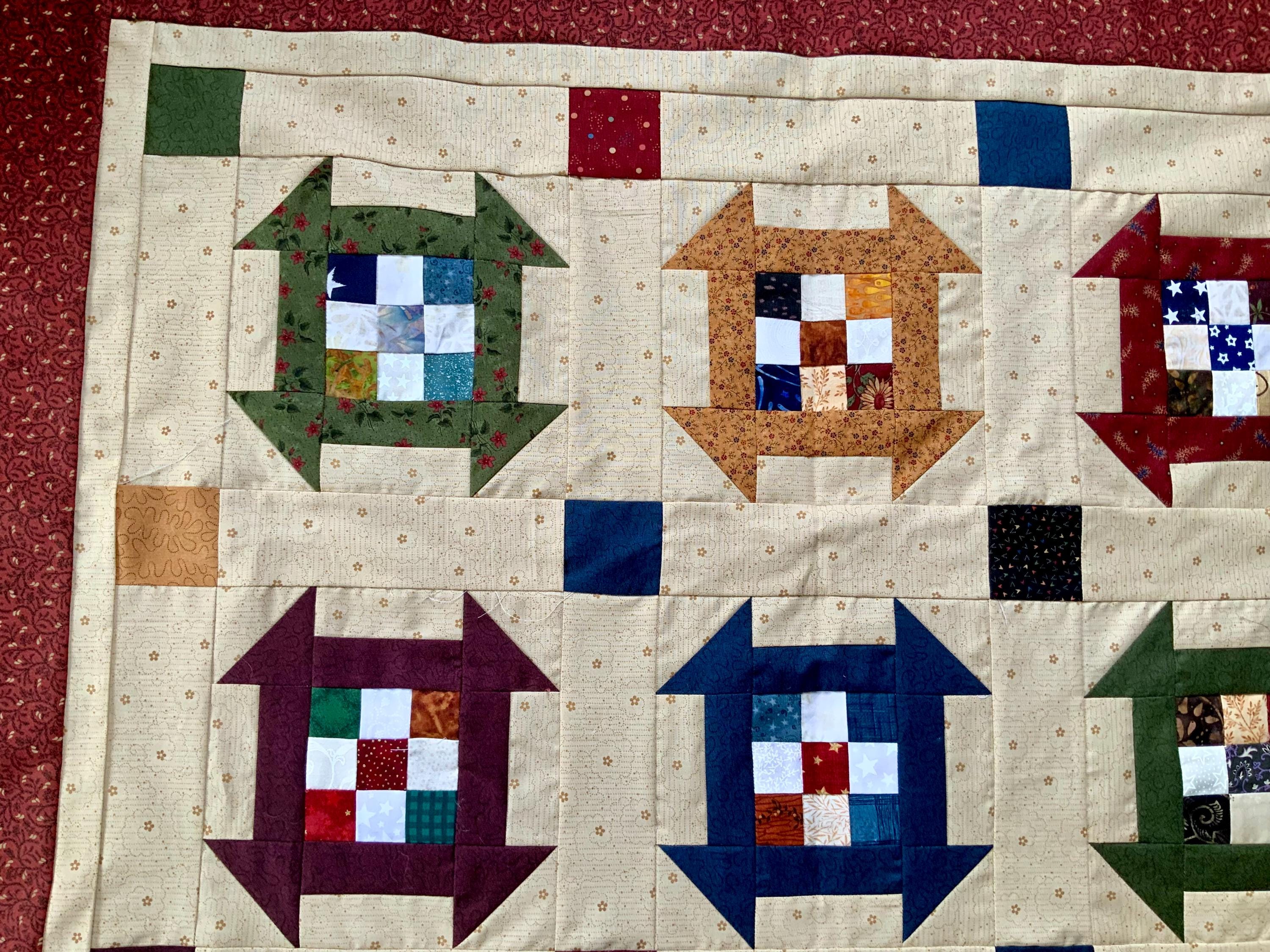 Scrappy Churn Dash Monkey Wrench Quilt Wall Hanging Unfinished - Etsy