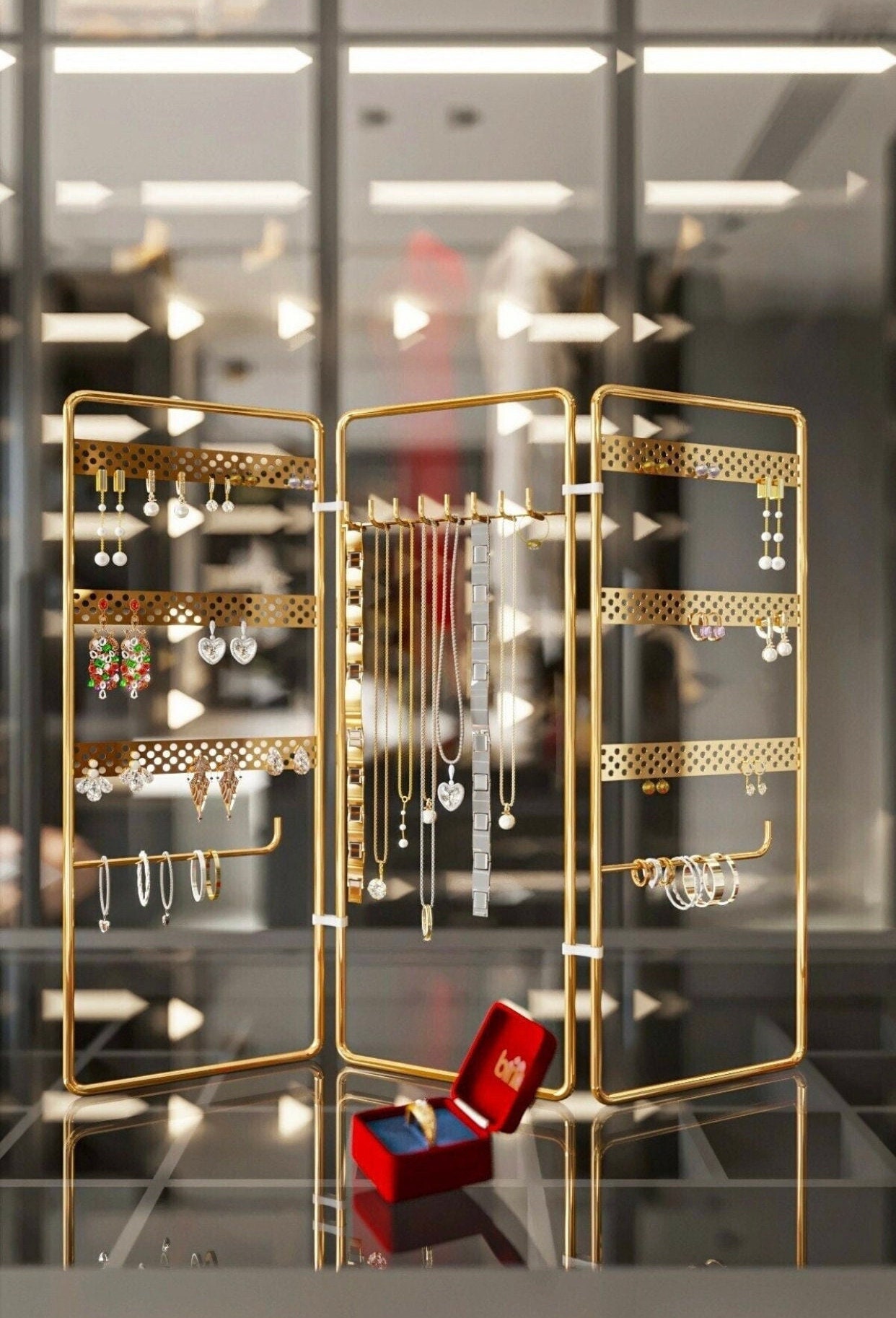 Foldable Golden Jewellery Standring Hangernecklace | Etsy