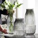 Wavy Textured Ribbed Glass Vase Clear & Black Vases for Flowers Thick ...