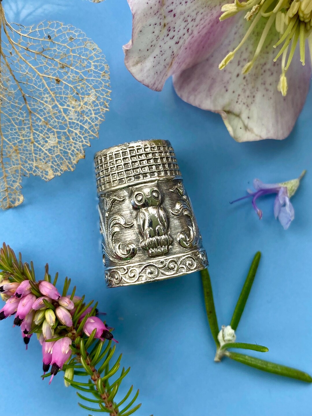 Vintage Thimble With Owl Design - Etsy