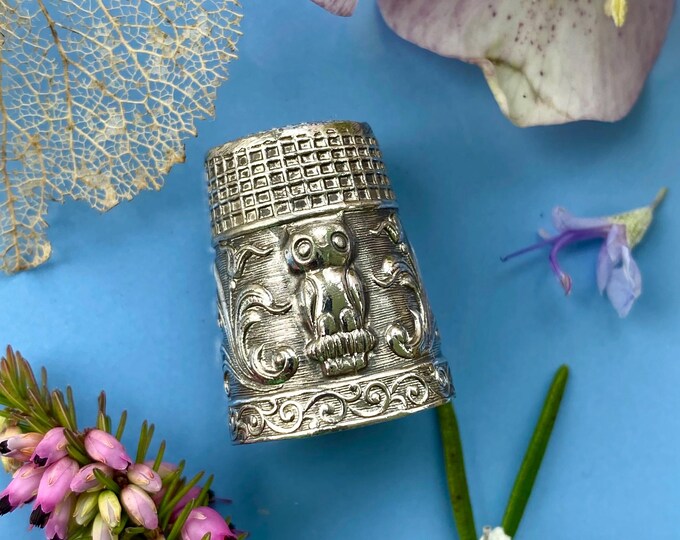 Vintage Thimble With Owl Design - Etsy
