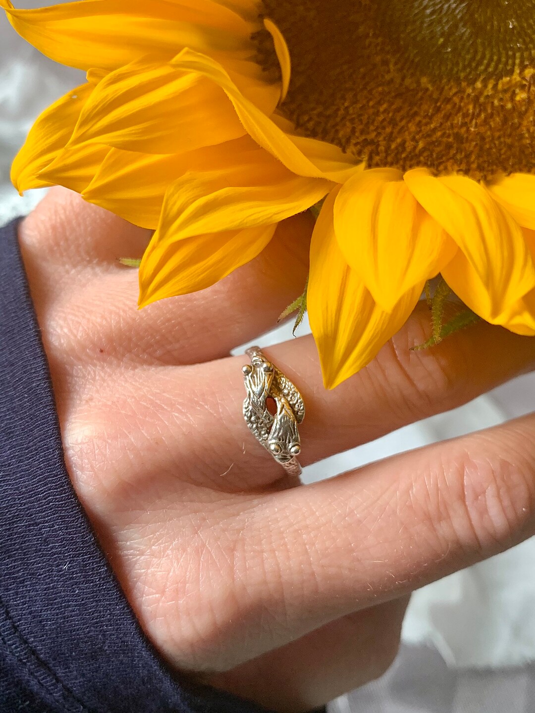 Ornate Silver Double Snake Ring - Etsy