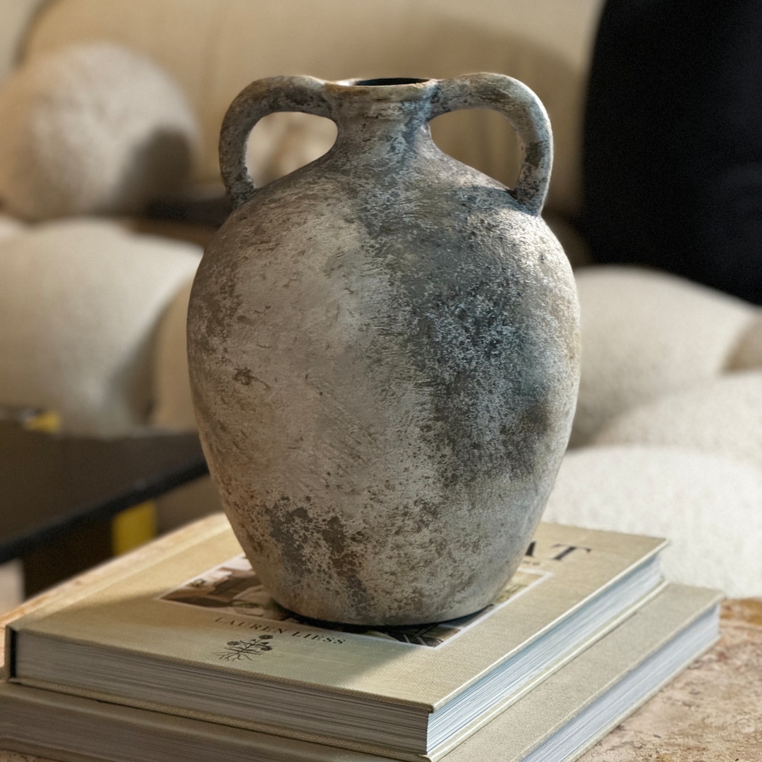 Taupe Textured Terracotta Vase - Etsy