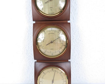 Vintage Table Top Weather Station With Wooden Frame, Embedded Barometer ...