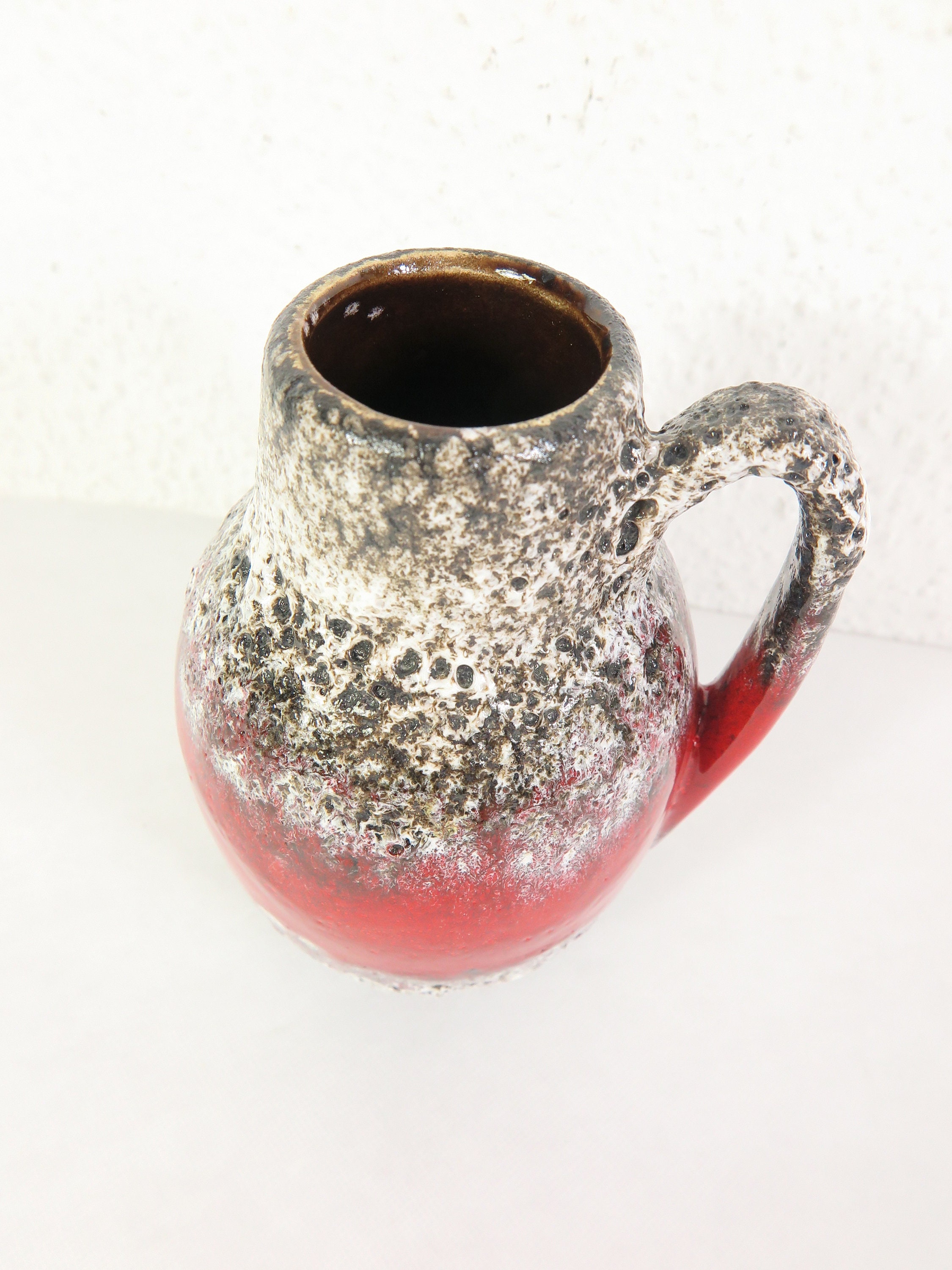 70s Handle Vase Red, Lava Look - Etsy