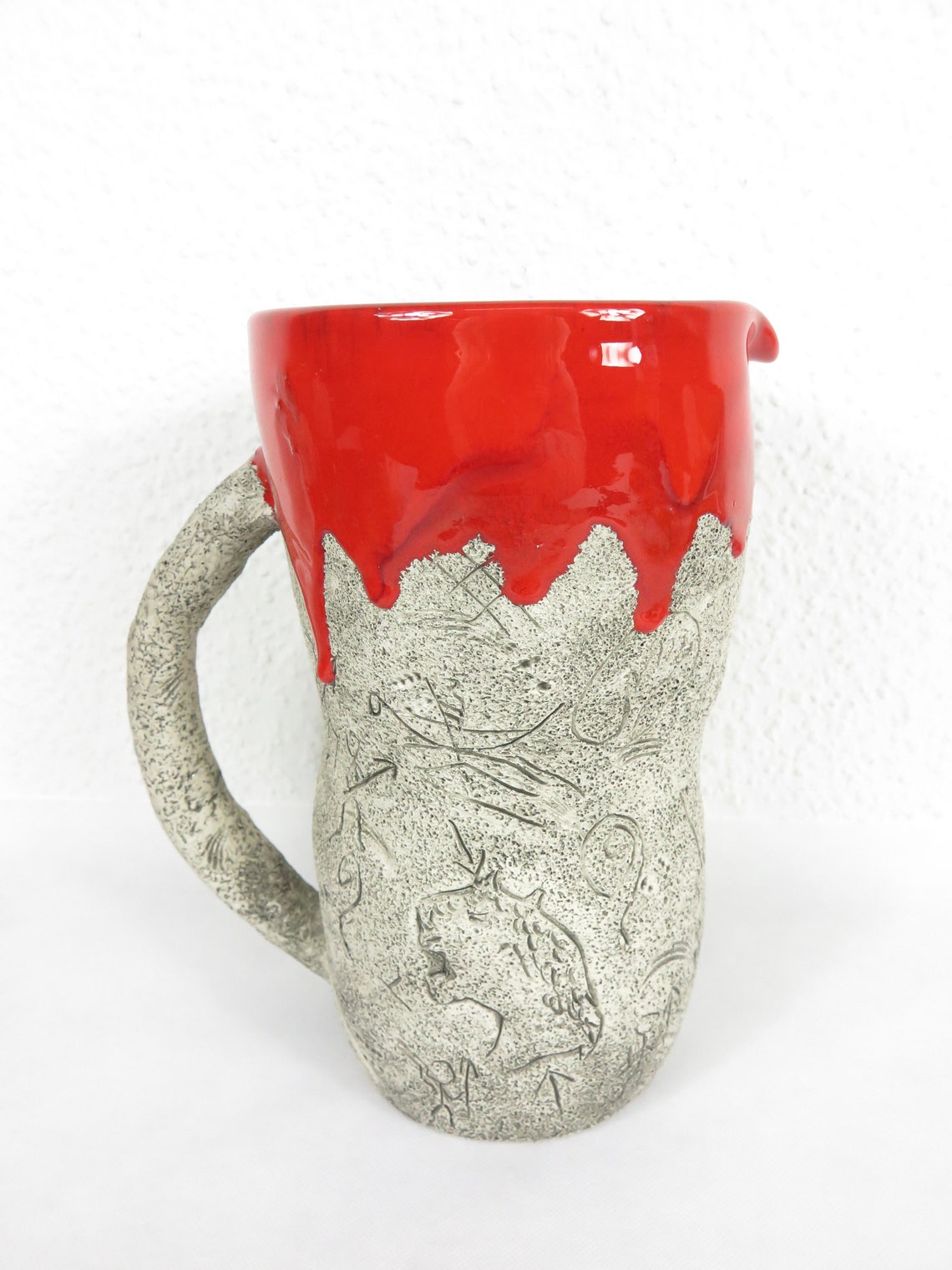 70s Punch Jug With 6 Handle Cups - Etsy