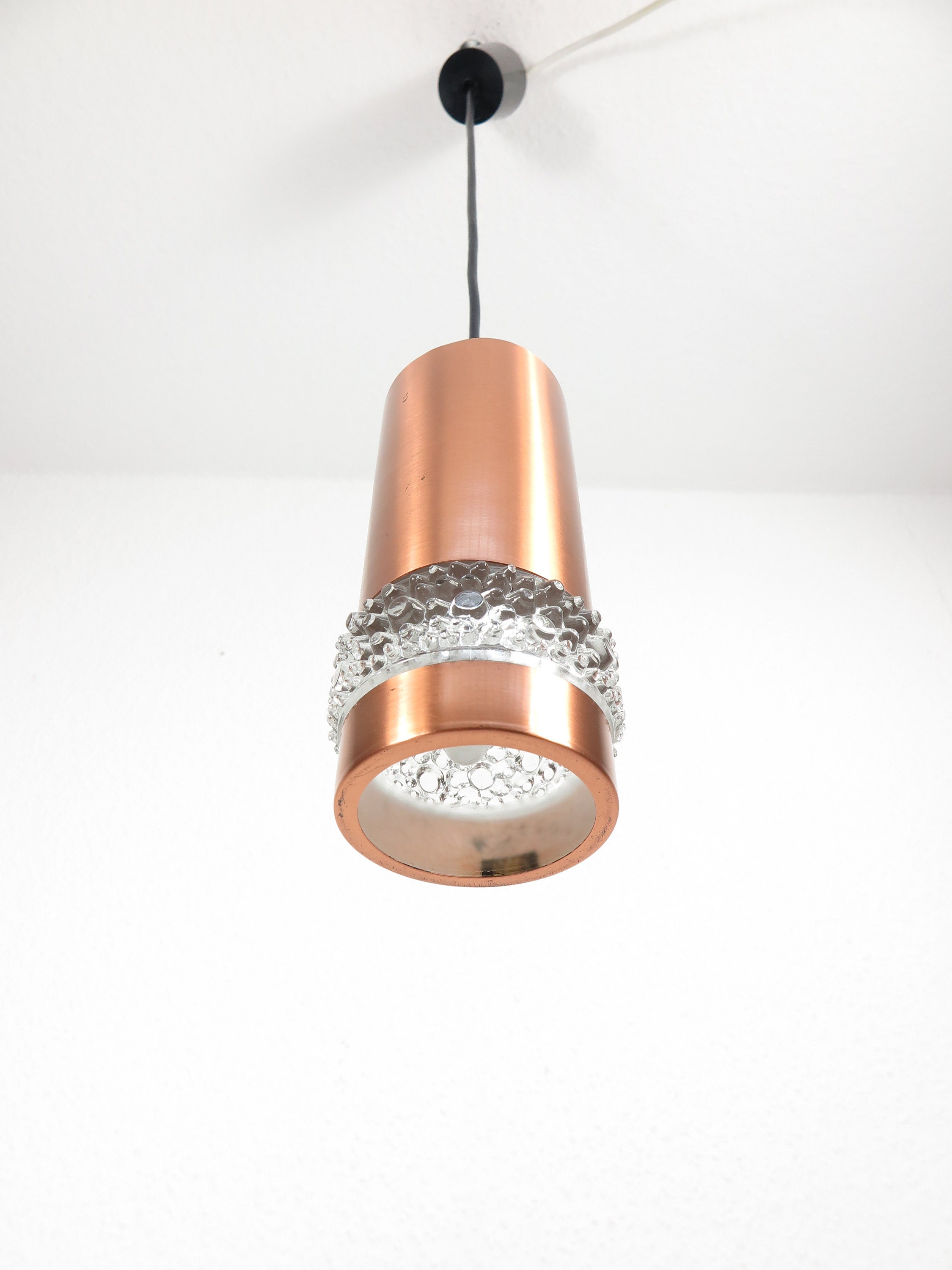 70s Hanging Lamp Copper Crystal Glass - Etsy