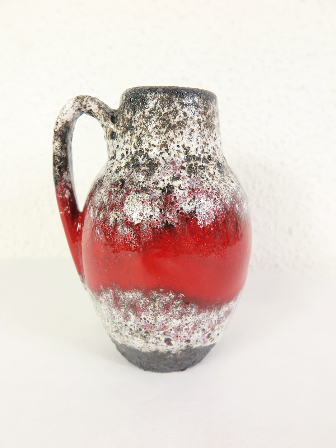 70s Handle Vase Red, Lava Look - Etsy