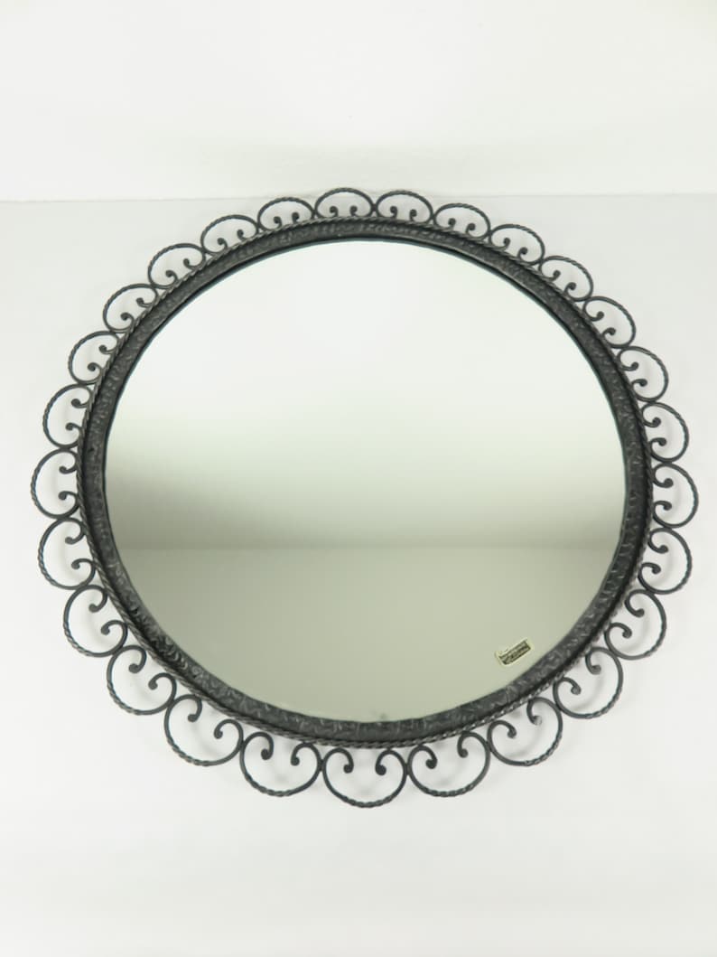70s Mirror Wrought Iron Round - Etsy