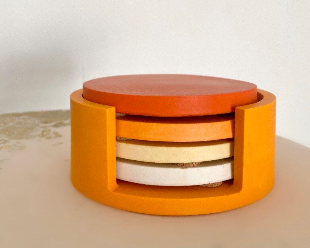 Ombre Coaster Set With Holder | Jesmonite Home Decor | Gift Set | Drink ...