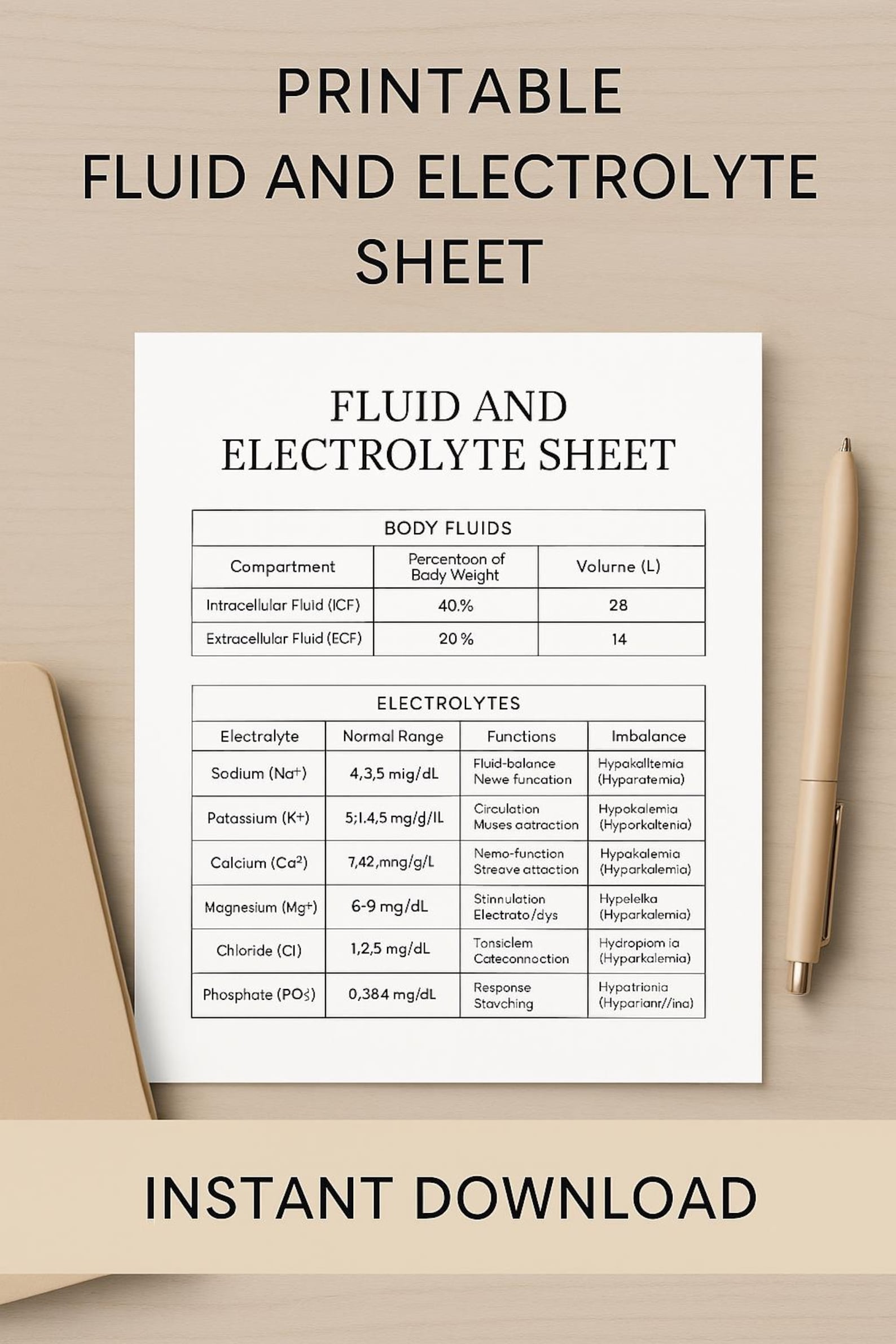 Fluid and Electrolyte Imbalance Study Sheet | Nursing School Study ...