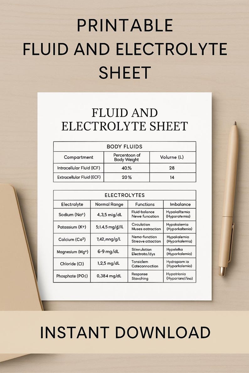 Fluid and Electrolyte Imbalance Study Sheet | Nursing School Study ...