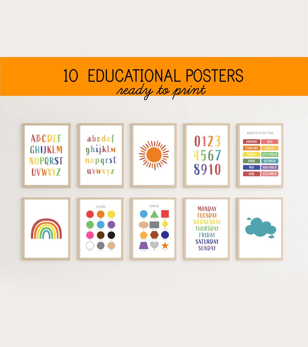 Set of 10 Educational Posters, Montessori Classroom Decor, Toddler ...