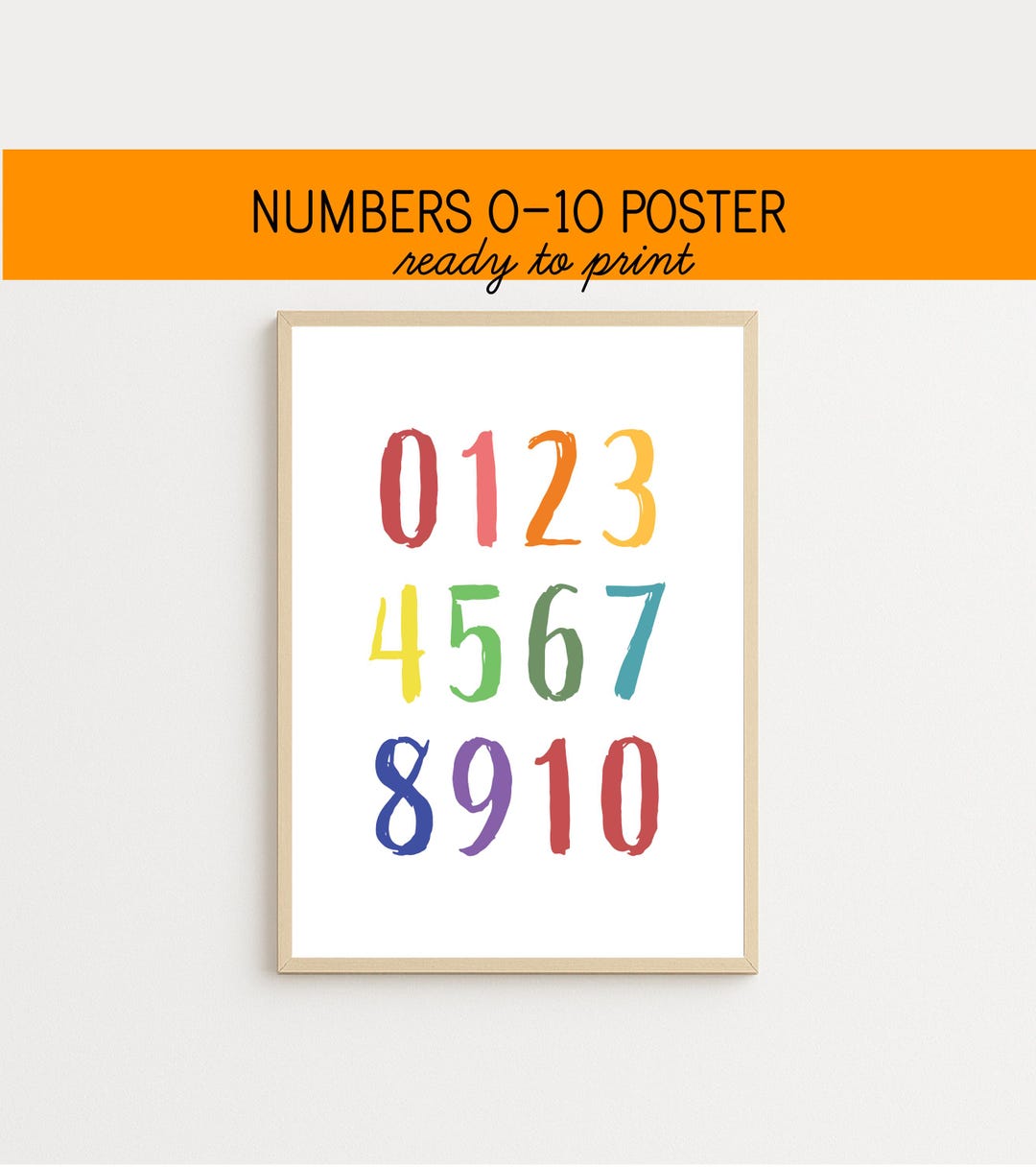 Rainbow Numbers Poster Printable | Watercolour Numbers 123 Wall Art for ...