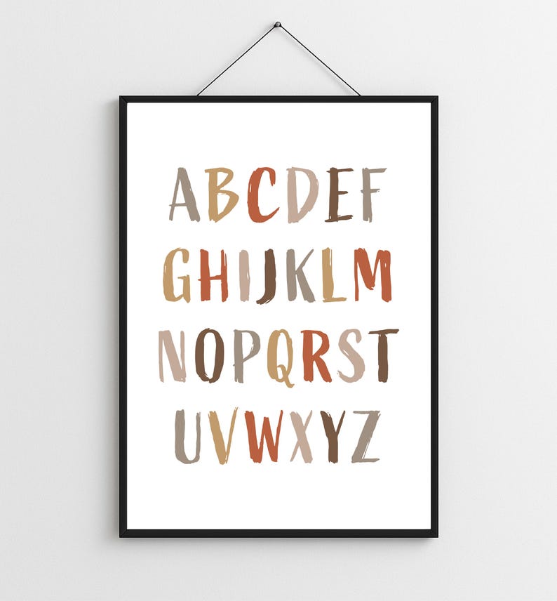 Boho Alphabet Poster Printable | Watercolour Uppercase ABC Wall Art for ...