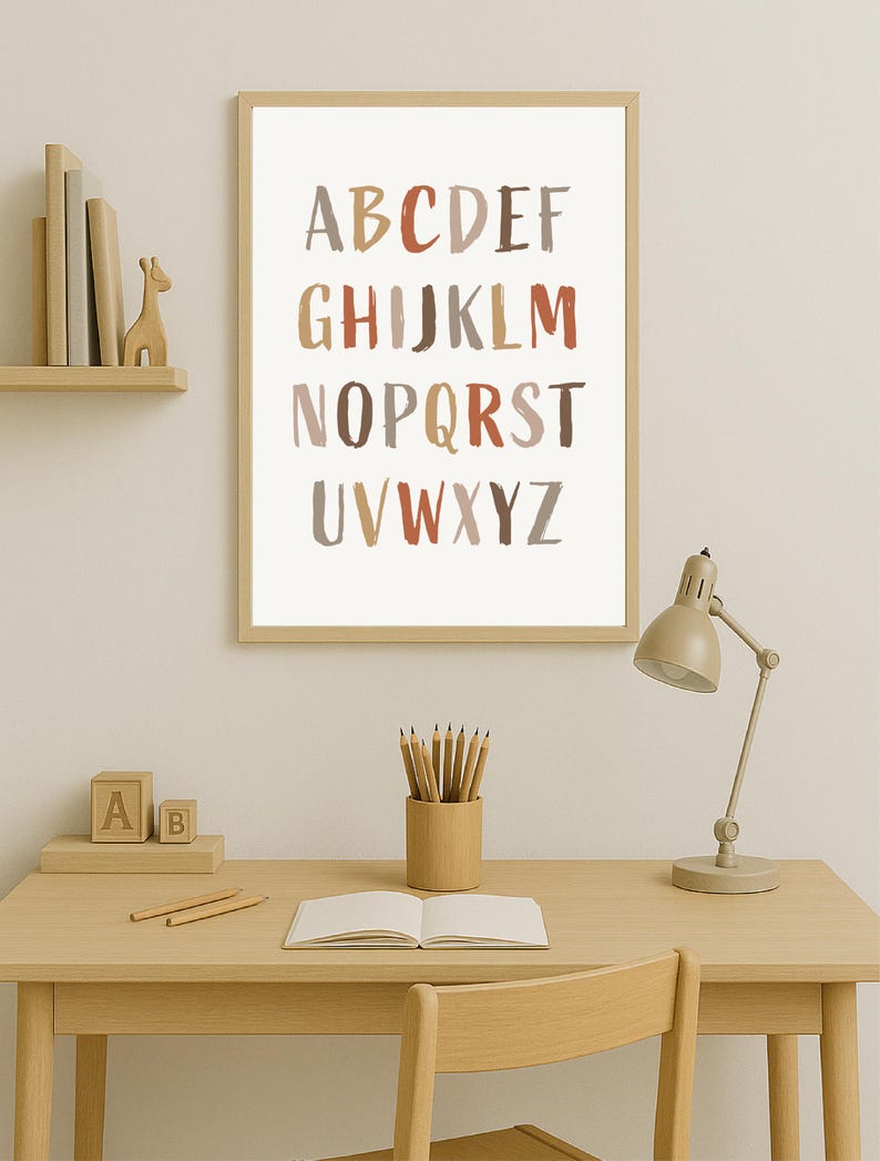 Boho Alphabet Poster Printable | Watercolour Uppercase ABC Wall Art for ...