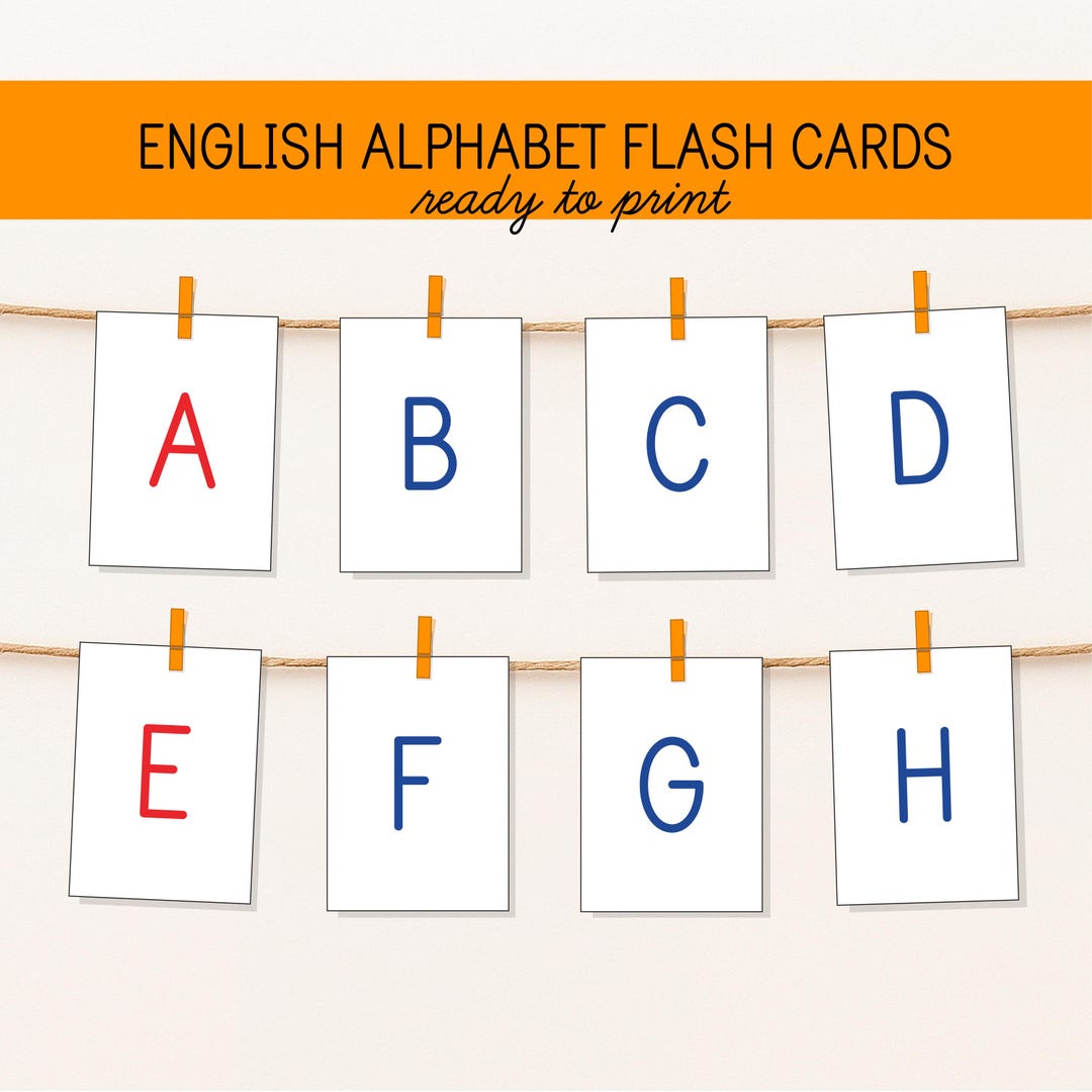 English Alphabet Educational Flashcards A-Z (uppercase Letters ...