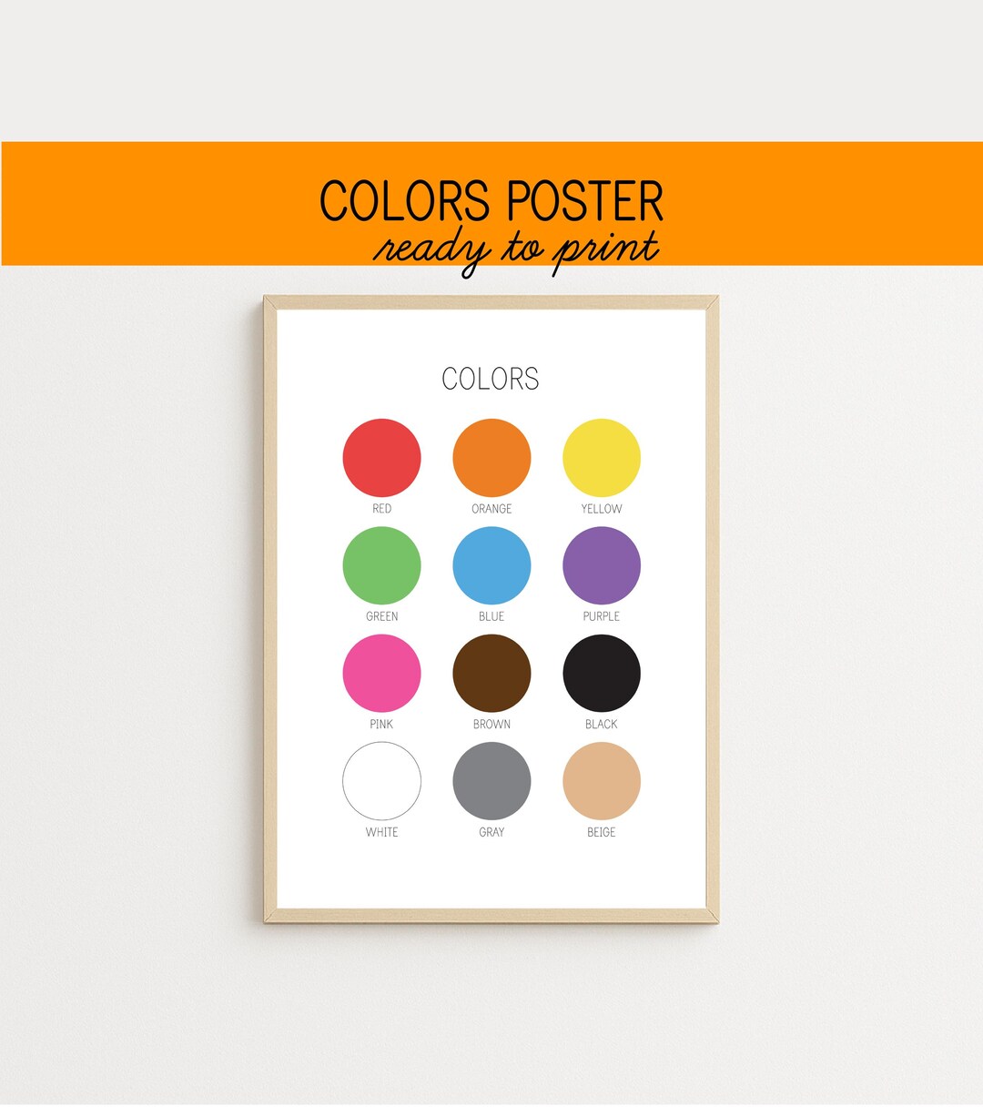 Rainbow Colors Poster Printable | Educational Color Chart for Nursery ...