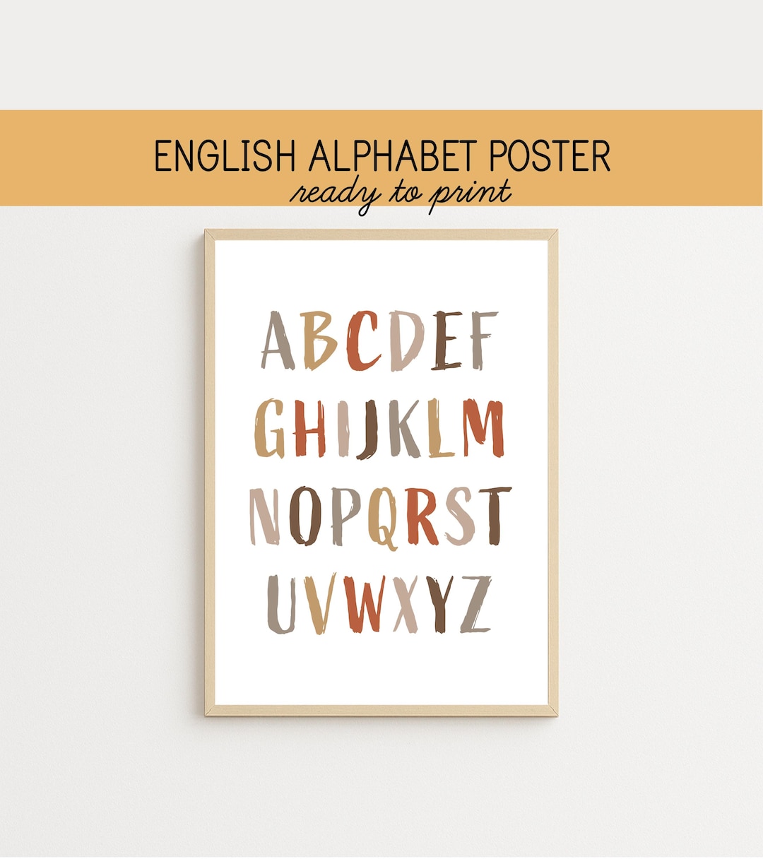 Boho Alphabet Poster Printable | Watercolour Uppercase ABC Wall Art for ...