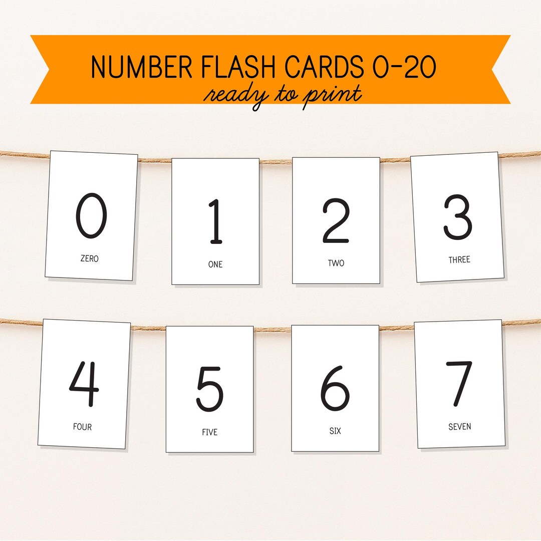 Numbers 0–20 Educational Flashcards | Montessori Digital Download | 123 ...