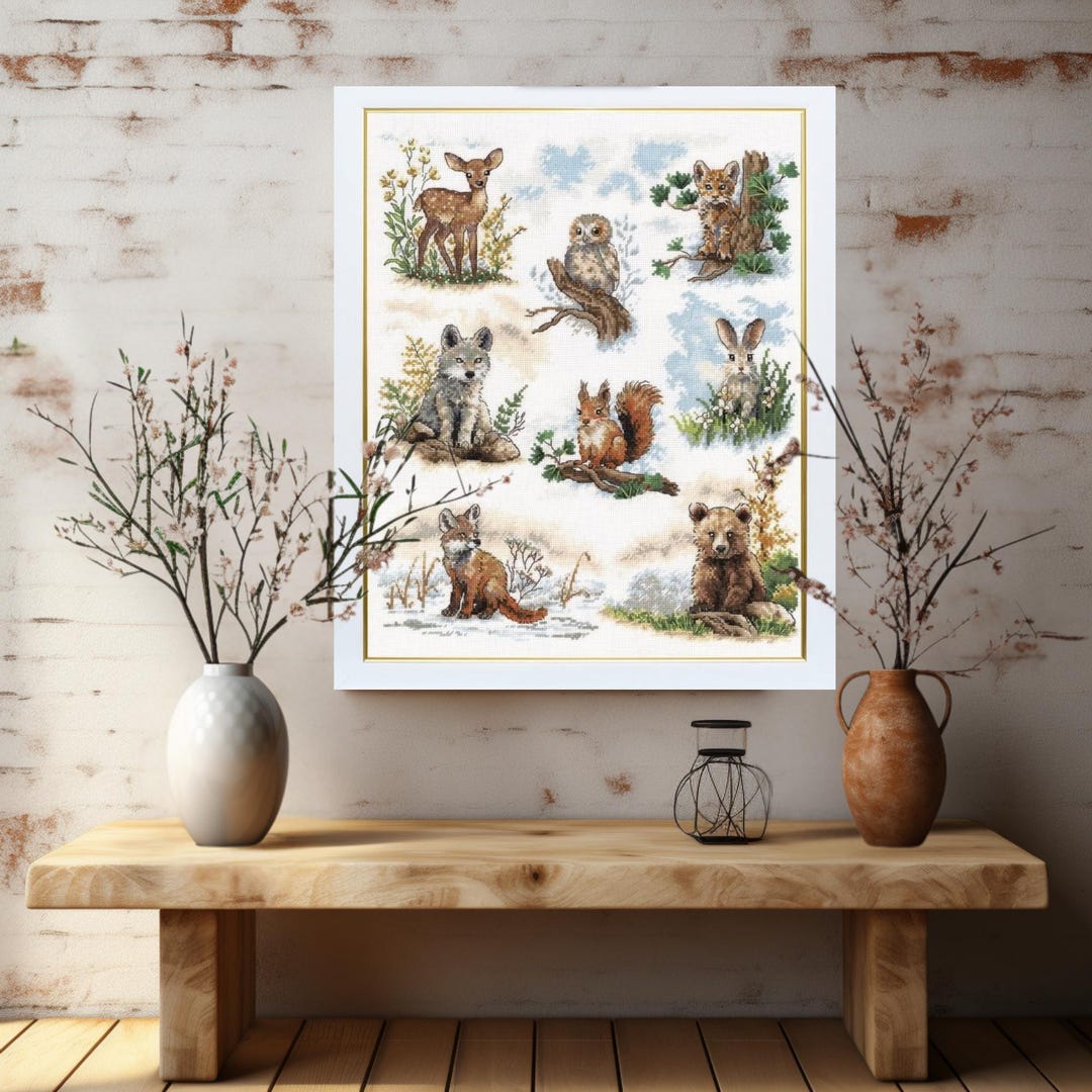 Forest Animals Cross Stitch Kit | Woodland Wildlife Embroidery, Nature ...