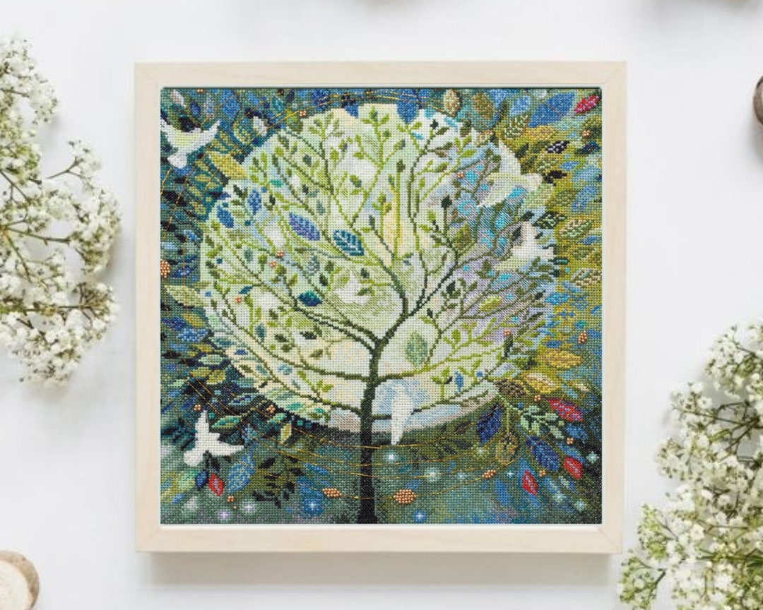 DIY Cross Stitch Kit thread world Tree Abris Art, Beadwork. Set of ...