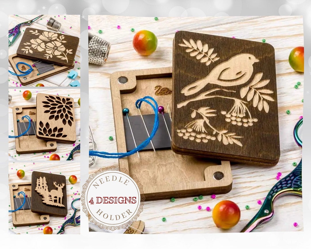 Laser Cut Wooden Needle Holder, Magnetic Sewing Pin Case, DIY Beading ...