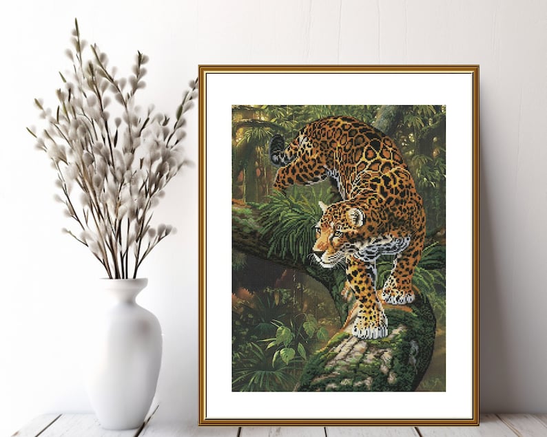 Leopard Counted Cross Stitch Kit, Nova Sloboda, Needlework (28x38 Cm ...
