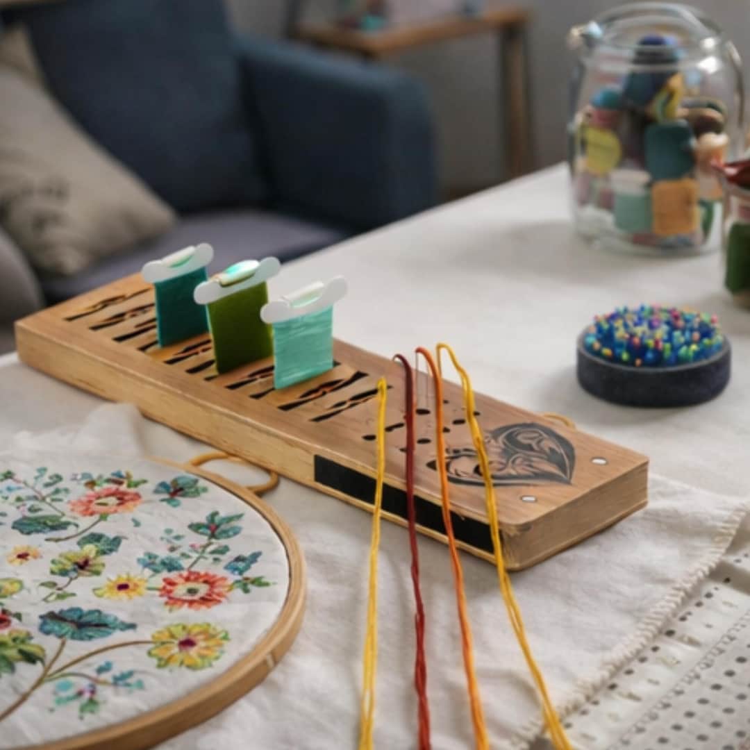Wooden Thread Bobbin Holder Stand Organizer by Embroidery Craft Plywood ...