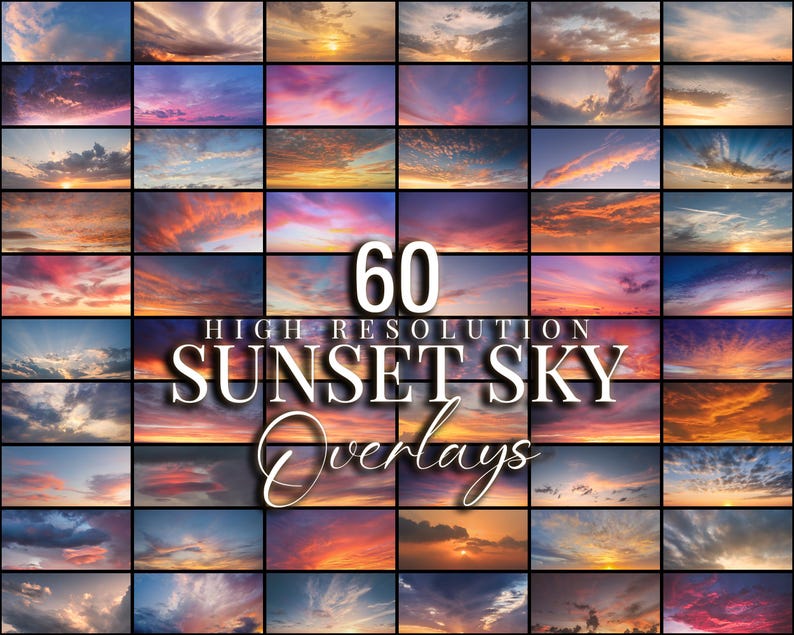Sunset Sky Overlays for Photoshop Editing | Golden Hour & Romantic ...