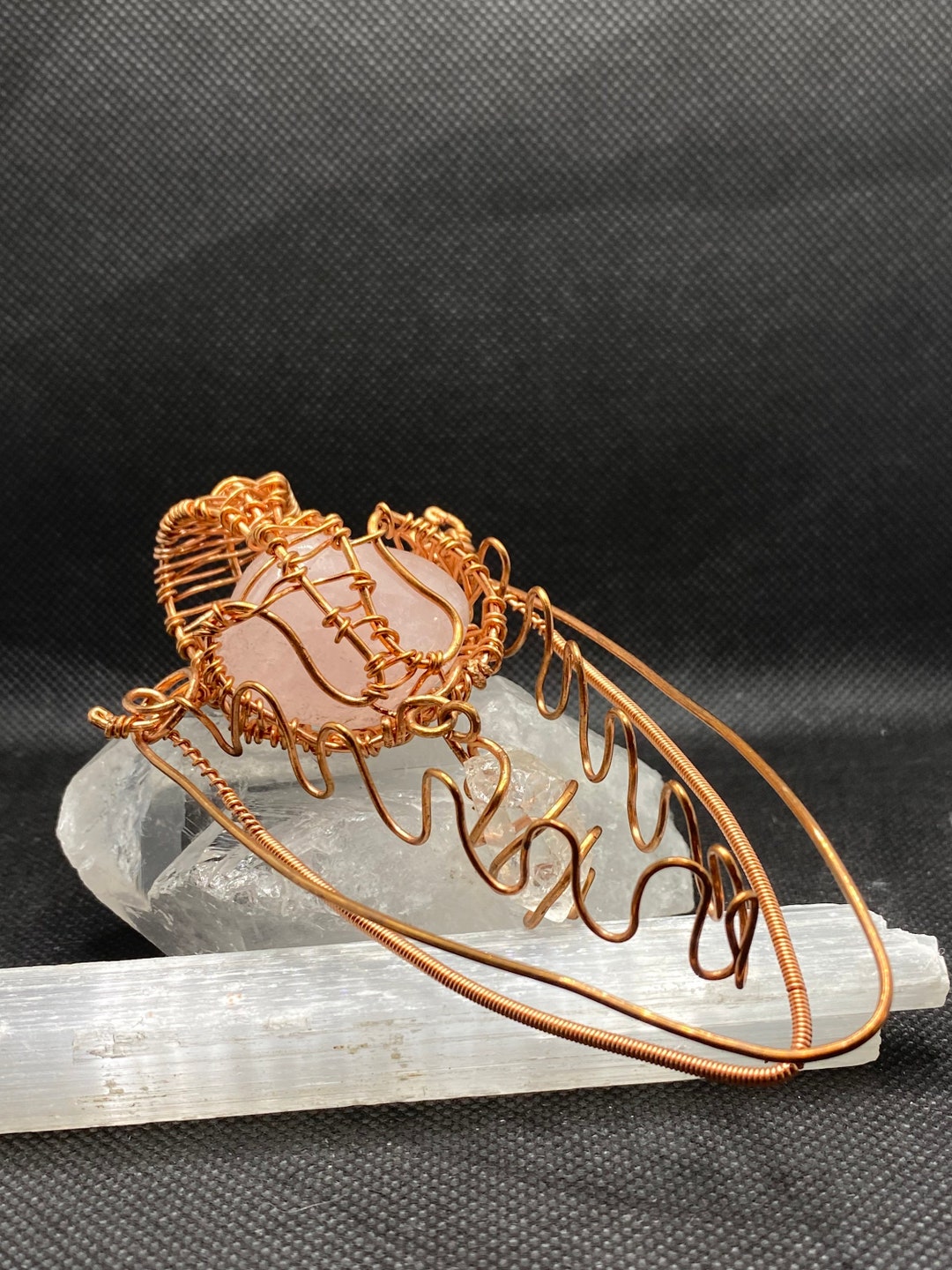 Natural Tumbled Rose Quartz Copper Wrapped Pendant - Etsy