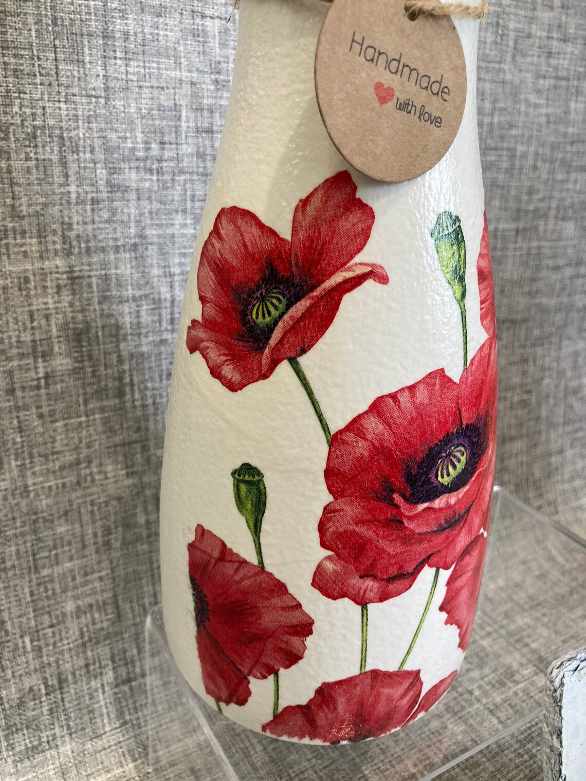 Poppy Vase Decoupage Gifts for Her Handmade Flower Vase - Etsy
