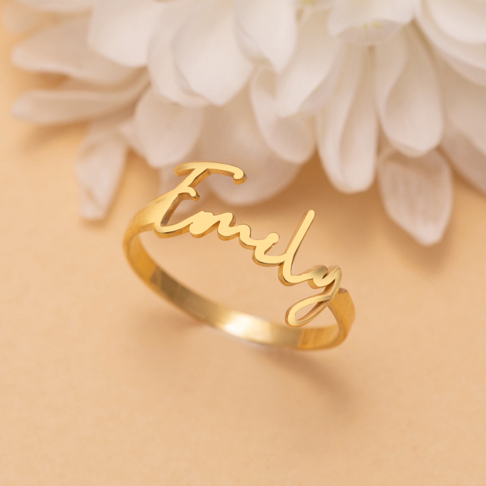 Minimalist Name Ring, Double Name Ring, Gold Name Ring, Two Name Ring ...