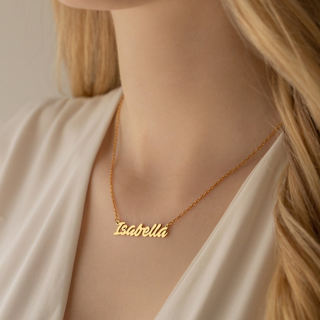 Tiny Name Necklace, Gold Name Necklace, Name Necklace, Bridesmaid Gifts ...