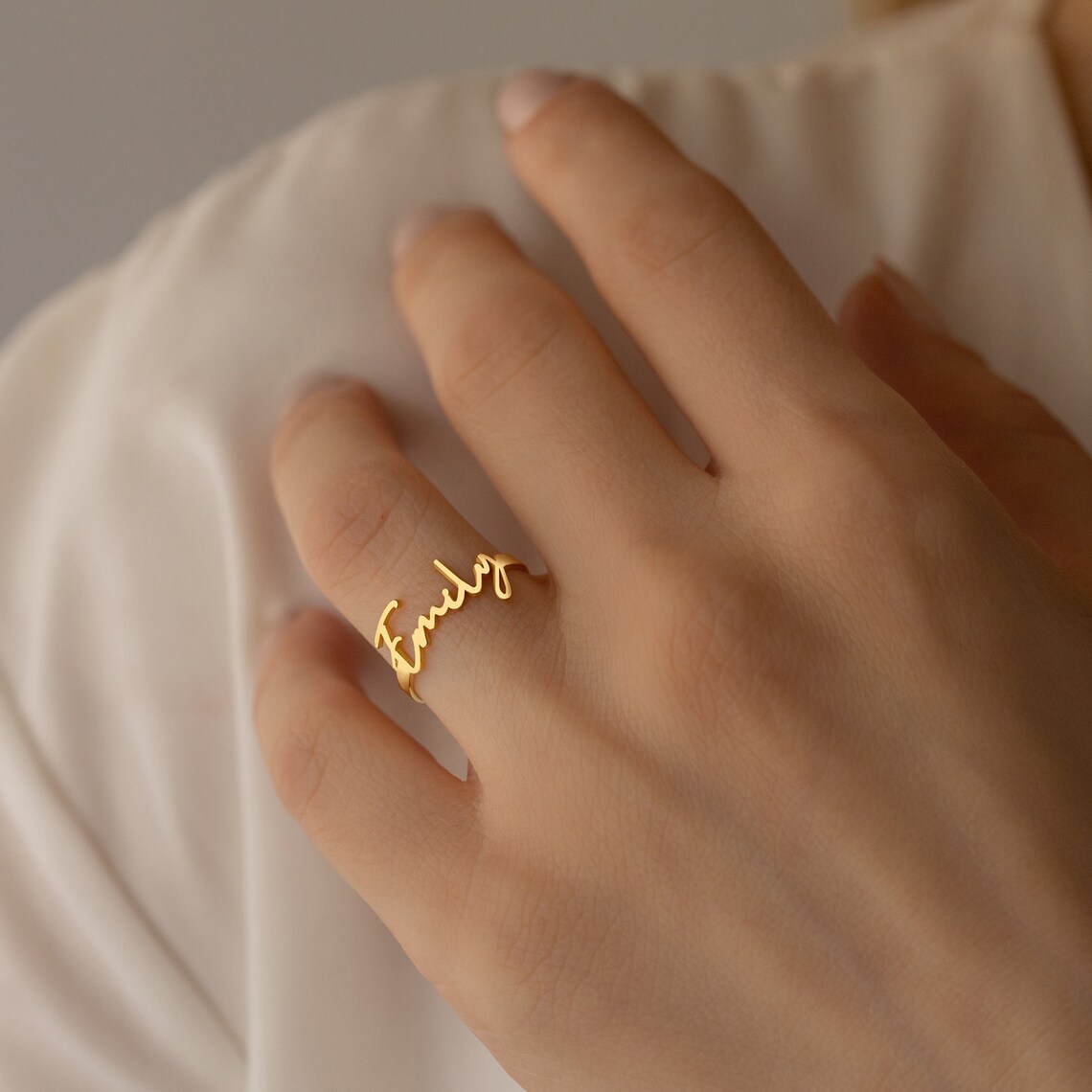 Minimalist Name Ring, Double Name Ring, Gold Name Ring, Two Name Ring, Best Friend Gift Ring ...