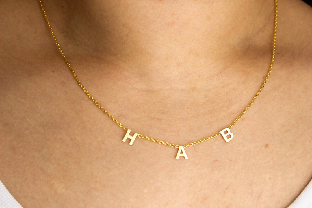 Sterling Silver Initial Name Necklace: Personalized Letter Jewelry - Etsy