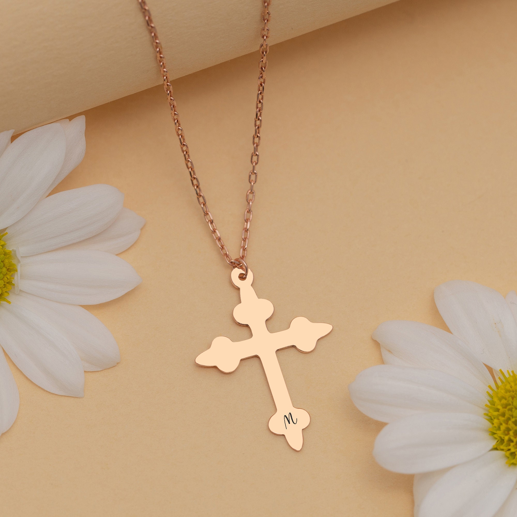 Sterling Silver Cross Initial Necklace - Personalized Name Jewelry - Etsy
