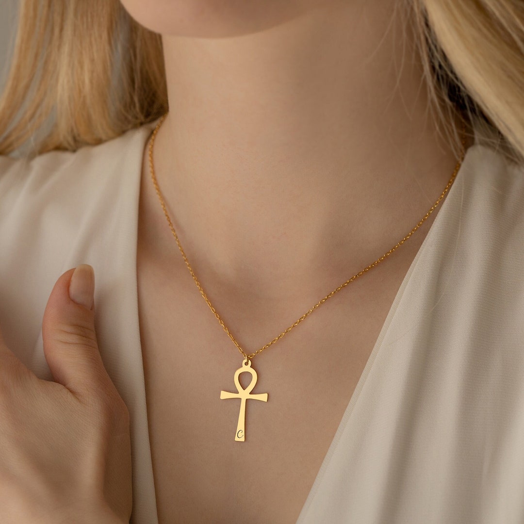Cross Initial Necklace: Personalized 925K Sterling Silver Name Necklace ...