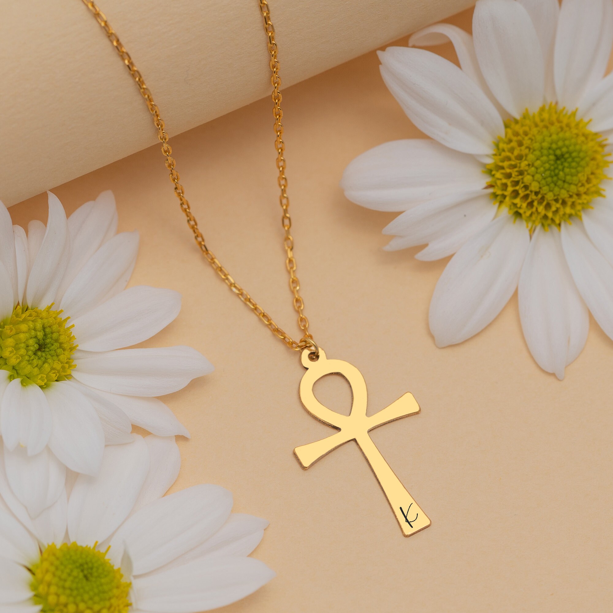 Cross Initial Necklace: Personalized 925K Sterling Silver Name Necklace ...