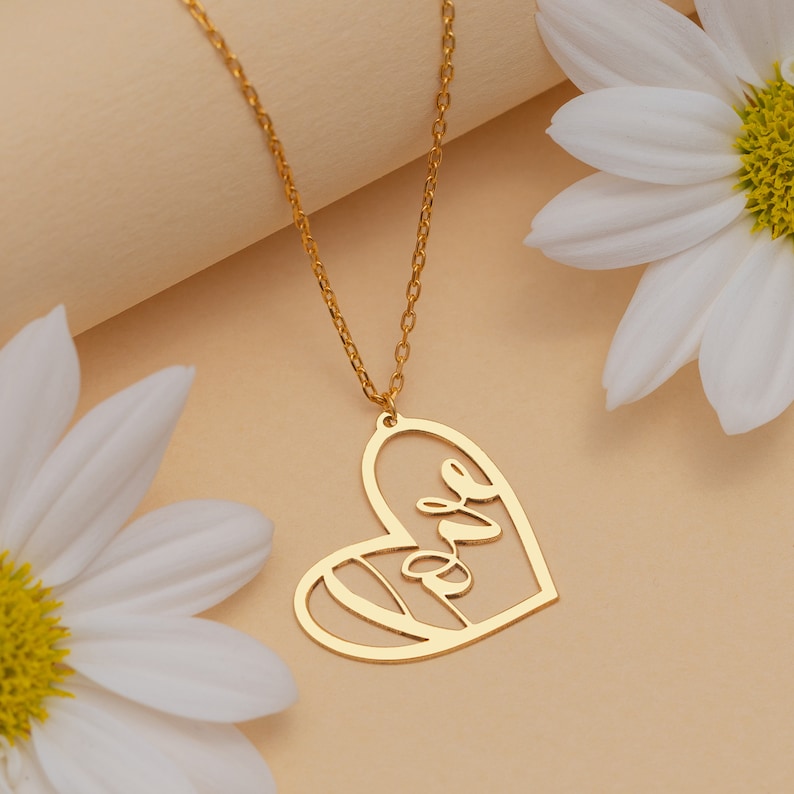 Love Necklace, Heart Love Necklace, Gold Plated Necklace, Gold Necklace ...