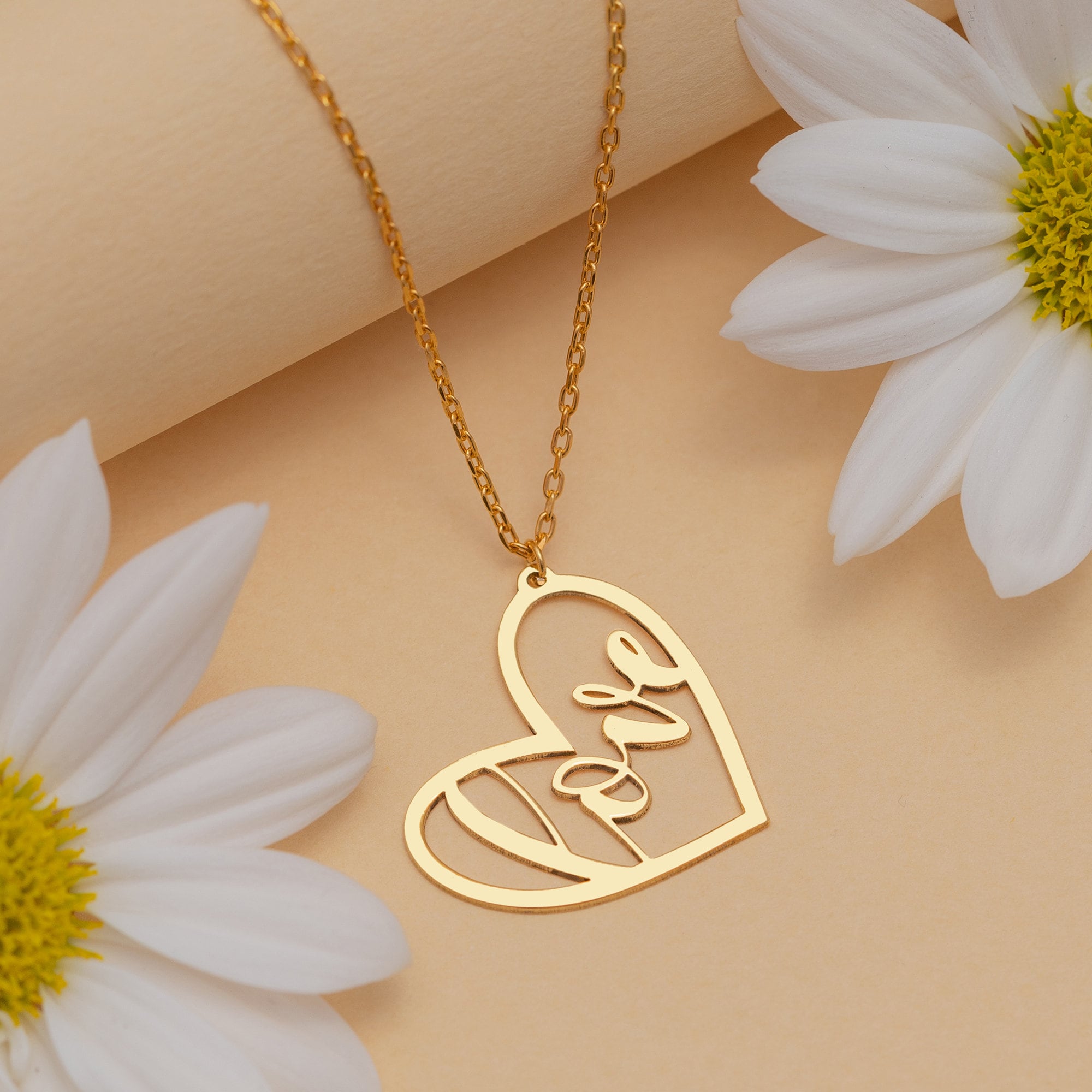 Love Necklace, Heart Love Necklace, Gold Plated Necklace, Gold Necklace ...