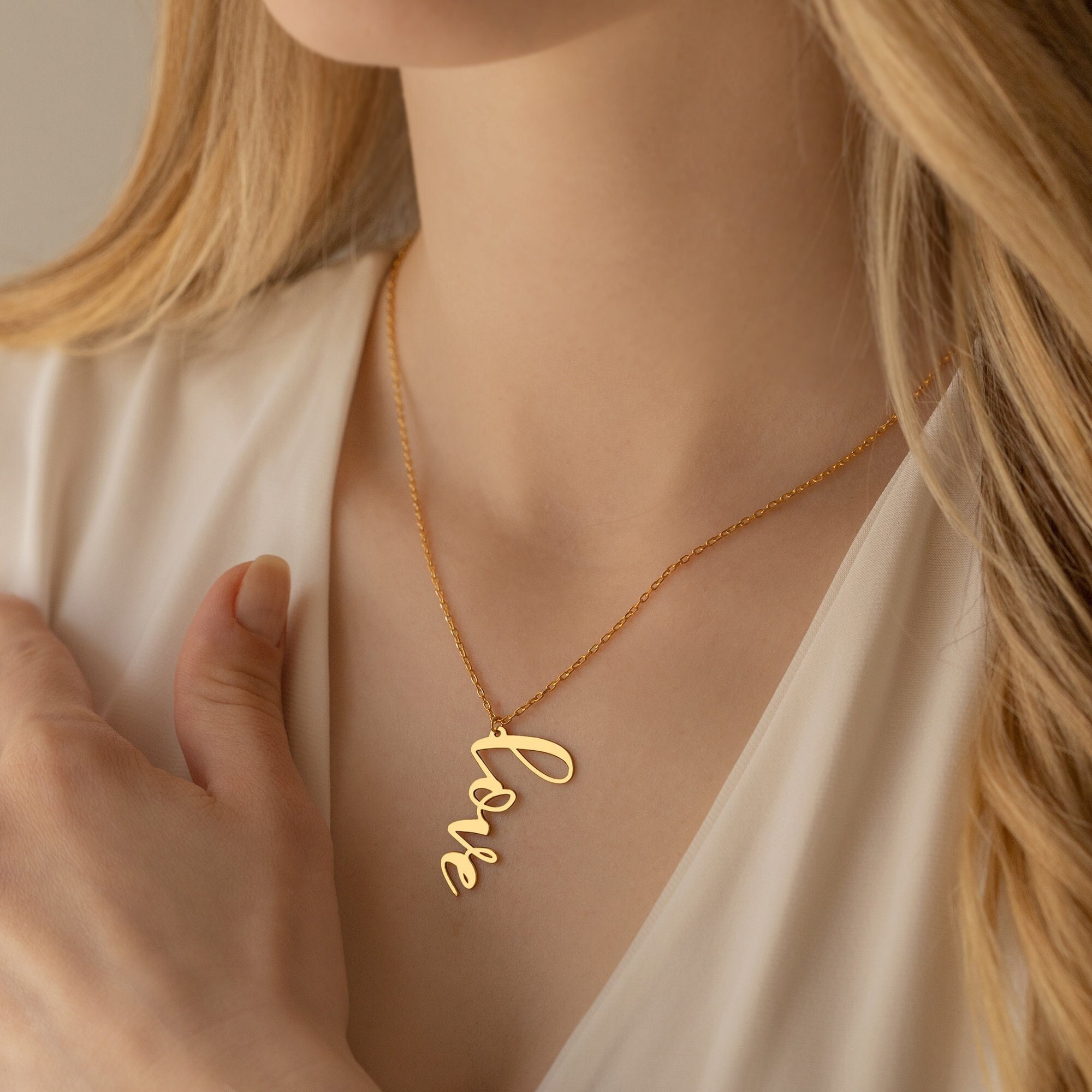 Personalized Vertical Name Necklace: Sterling Silver, Gold Filled - Etsy