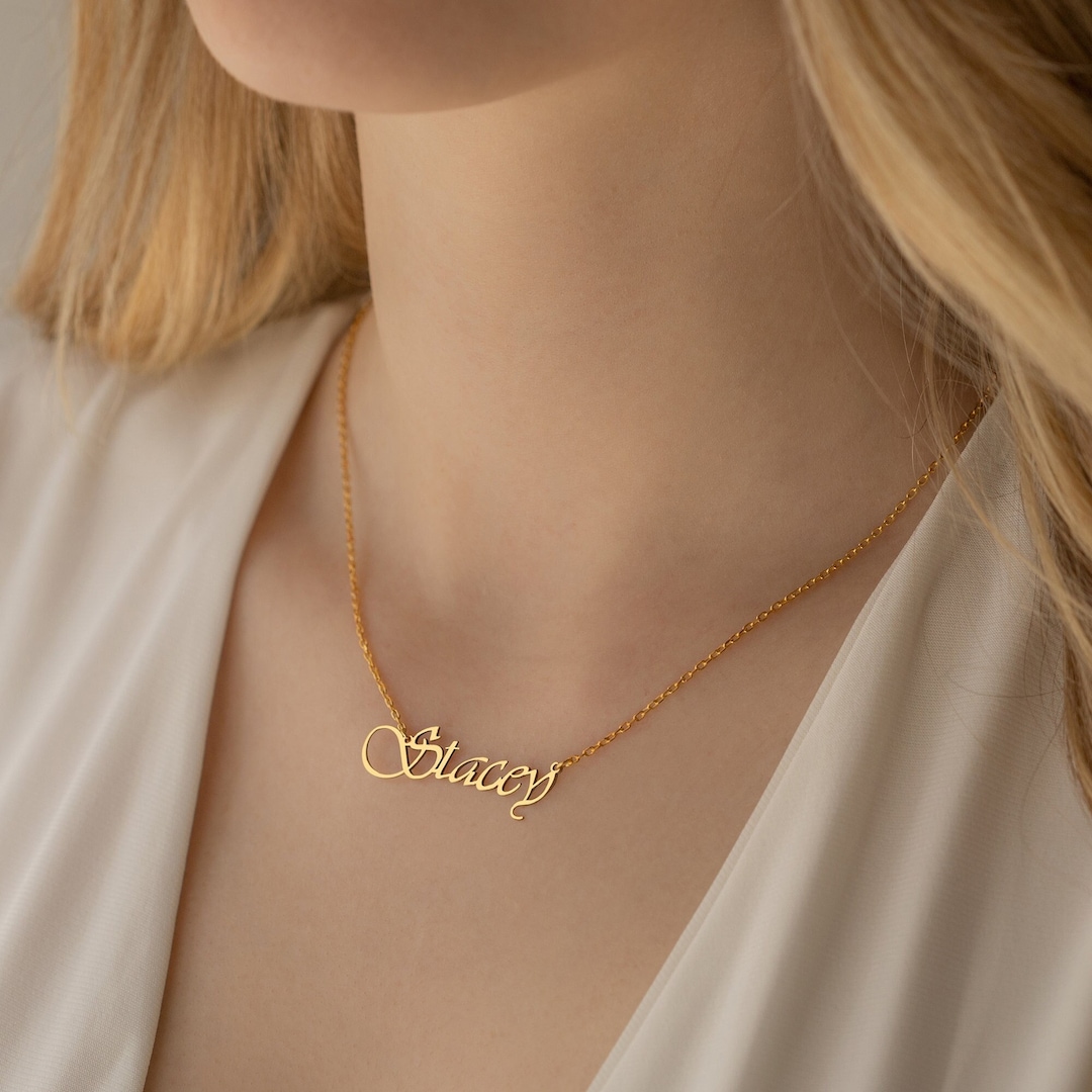 Gold Name Necklace, Customized Name Necklace, Tiny Name Necklace ...