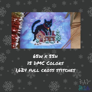 Yule Cat Cross Stitch Pattern, Cryptid Art, Christmas Decor Diy, Folklore Gift, Witchy Stitch ...