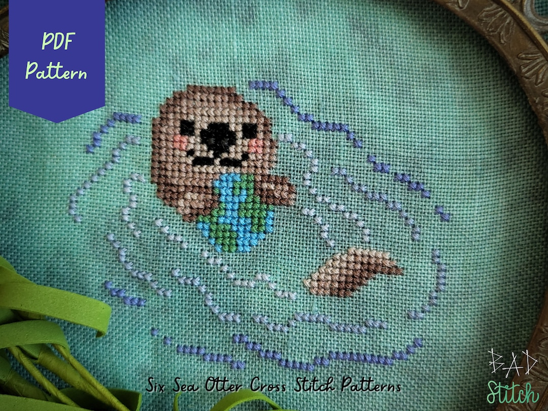 Sea Otter Cross Stitch Pattern Bundle, Beginner Cross Stitch, Sea Otter ...