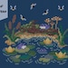 Frog Pond Cross Stitch Pattern, Swamp Marsh Design, Whimsical Craft ...