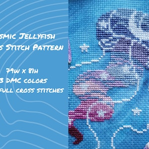 Cosmic Jellyfish Cross Stitch Pattern, Galaxy Vaporwave Sea Creature ...