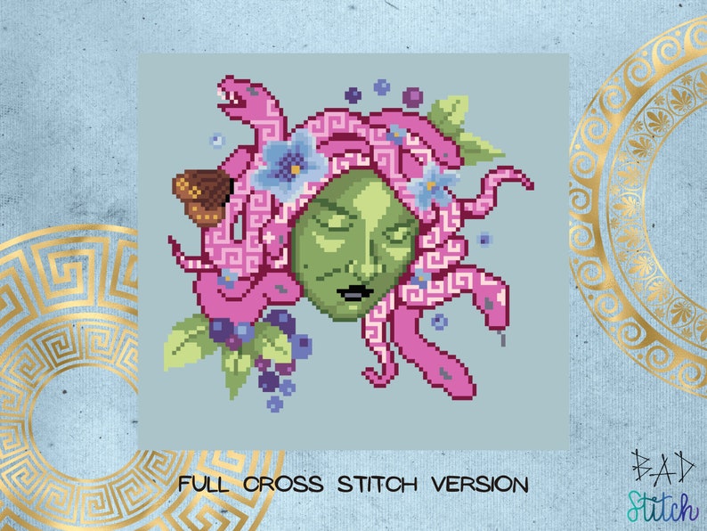 Medusa Cross Stitch Pattern Pantheon Medusa Snakes Mythical - Etsy